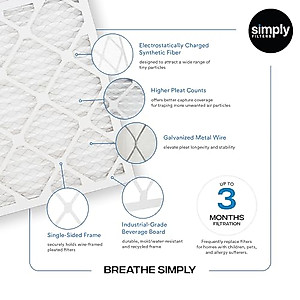 Simply Filters 20x25x1 MERV 8, MPR 600, Air Filter (6 Pack) - Actual Size: 19.75"x24.75"x0.75" HVAC, AC Furnace Air Filter