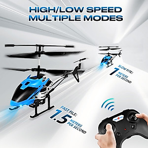 Britik Remote Control Helicopter for Kids - RC Helicopters Toys, One Key Takeoff/Landing and Hover Functionality, 3-Speeds, LED Lights and Crash Protection-Indoor Flying Toy, Gift for Boys/Girls Kids