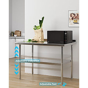 TrailBlaze 48" x 30" Stainless Steel NSF Certified Work Table Heavy Duty Commercial Kitchen Prep Table with Undershelf for Home, Restaurant, Hotel Use