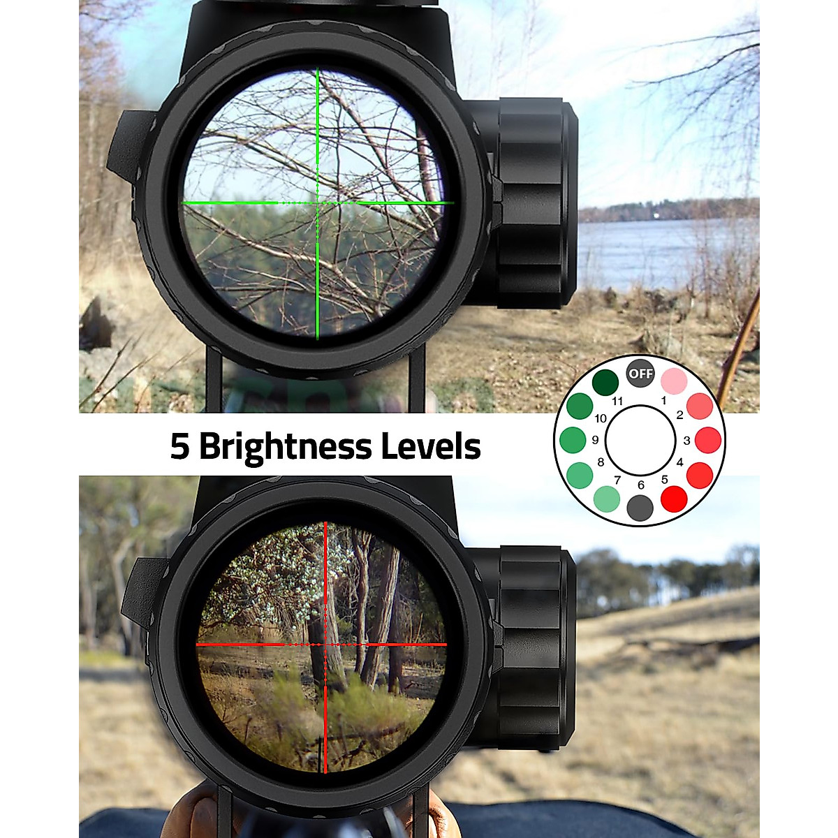 CVLIFE 3-9x40 Rifle Scope, Red & Green Illuminated Optical Riflescope, Mil-dot Reticle Scope for Hunting with Mounts
