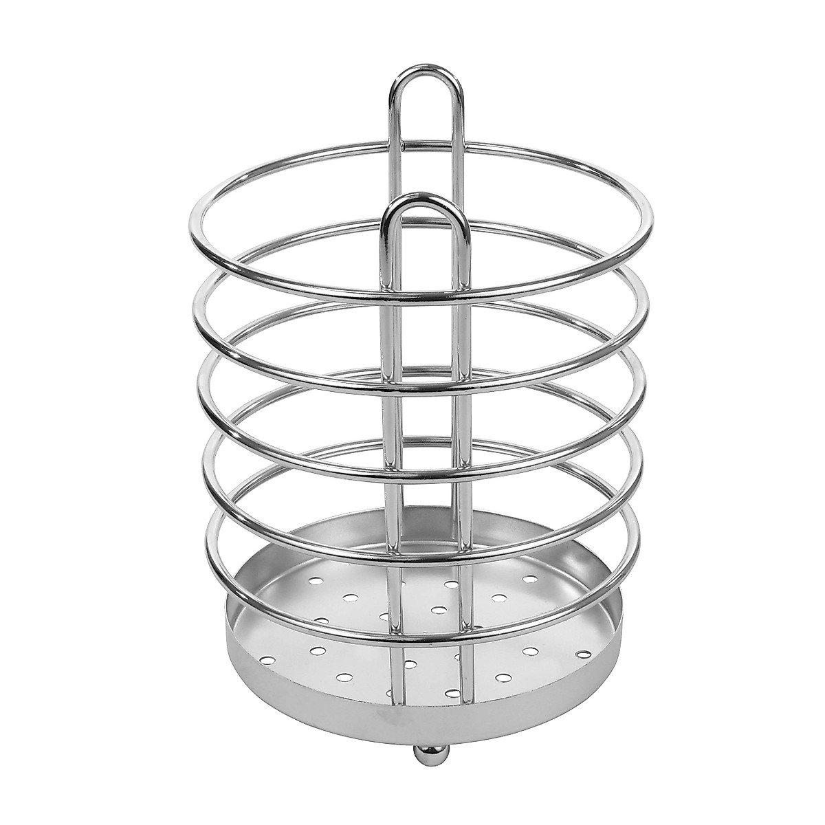 Spectrum Diversified Pantry Works Grande Round Holder & Kitchen Countertop Organizer Cooking Utensil Crock for Kitchen Organization & Storage, Cutlery & Flatware Caddy, Chrome