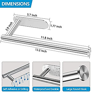 Paper Towel Holder Under Cabinet - Self Adhesive Paper Towel Roll Holder Wall Mount, Gewtur Stainless Steel Paper Towel Holder for Kitchen Bathroom