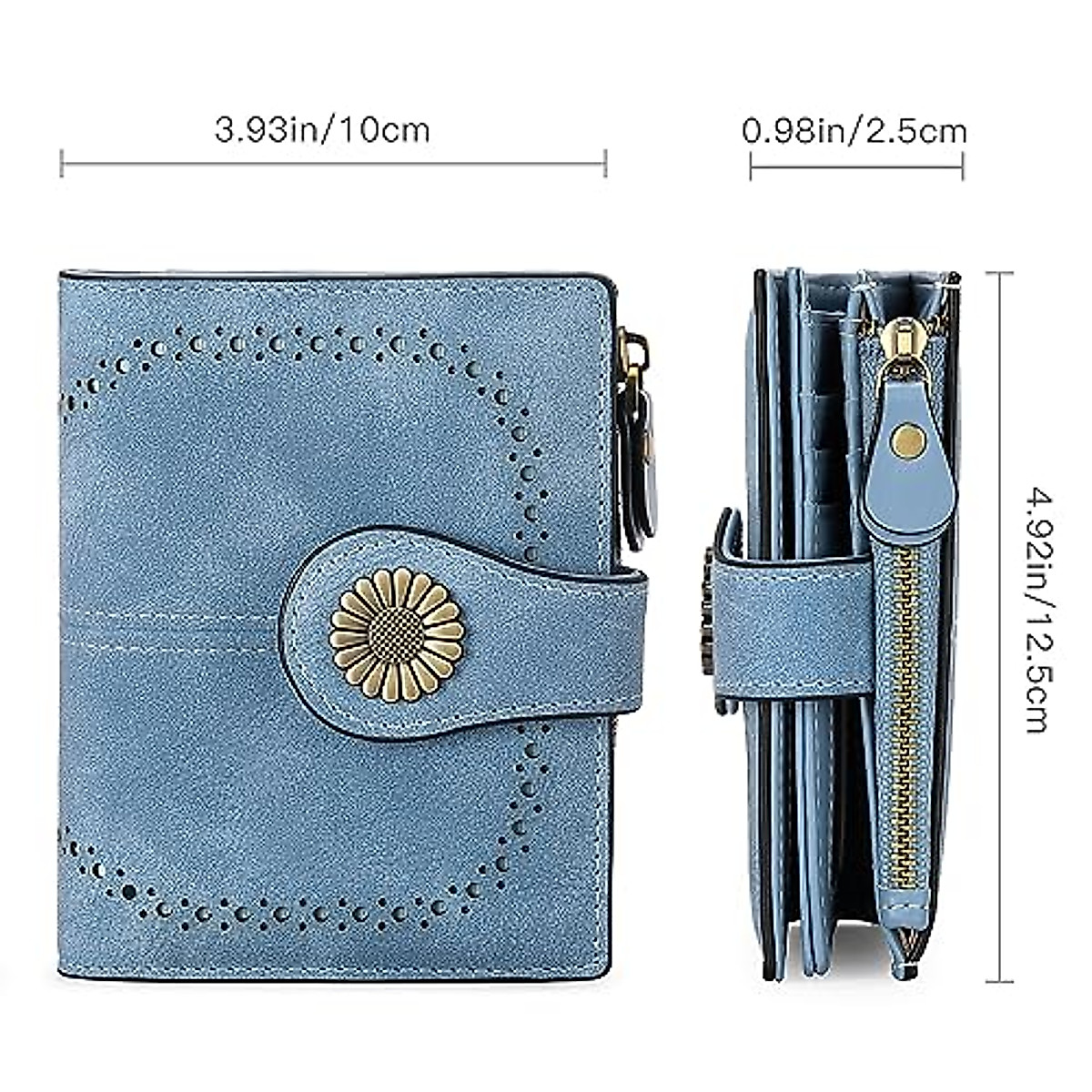 SENDEFN Small Wallets for Woman RFID Blocking Leather Bifold Credit Card Holder Purse with ID Window