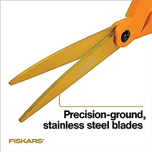 Fiskars 9 Inch Serrated Titanium Nitride Shop Shears (12-96536984),Orange