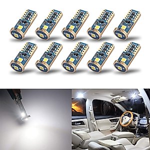 iBrightstar Extremely Bright Wedge T10 168 194 LED Bulbs for Car Interior Dome Map Door Courtesy License Plate Lights, Xenon White