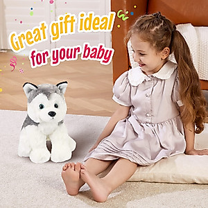 BSTAOFY 12'' Husky Stuffed Animal Realistic Puppy Dog Soft Plush Toys Adorable Birthday Valentines Christmas Festivals Gifts for Kids Toddlers Boys Girls