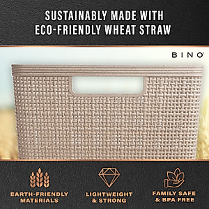 BINO | Woven Plastic Basket | XS (Natural Grey), 5-Pack | THE JUTE COLLECTION | Home Organization, Space - Saving Storage, Stylish Design | Jute Basket | Plastic Storage Basket