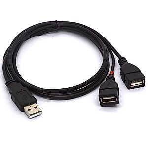 PIIHUSW USB Splitter Cable, 1M Long USB 2.0 Type A Male to Dual USB Female Charging & Data Sync Extension Cord (Red one Only for Charging)