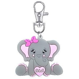 20 Pack Baby Shower Return Gifts for Guests, Pink Baby Elephant Keychains + Thank You Kraft Tags + Natural Jute Twine for Elephant Theme Party Favors, Girl Baby Shower Favors, Birthday Party Supplies