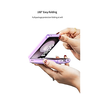 TECHY for Galaxy Z Flip 5 Case with Ring & Card Holder, Pocket Storage, Slim Leather Case, Key Ring Wallet Cover Built-in Screen Protector for Galaxy Z Flip 5 Case, Black