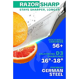 Dalstrong Gladiator Series Serrated Offset Bread Knife 8" Bundled with Chef Knife 8" - Elite - NSF Certified