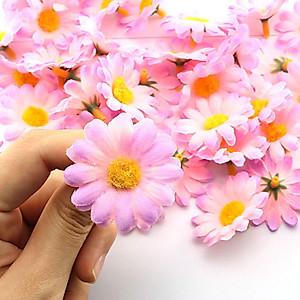 Tegg Artificial Daisy 100PCS 40mm Purple Silk Daisy Gerbera Flowers Head Sunflower for Wedding Party DIY Decor