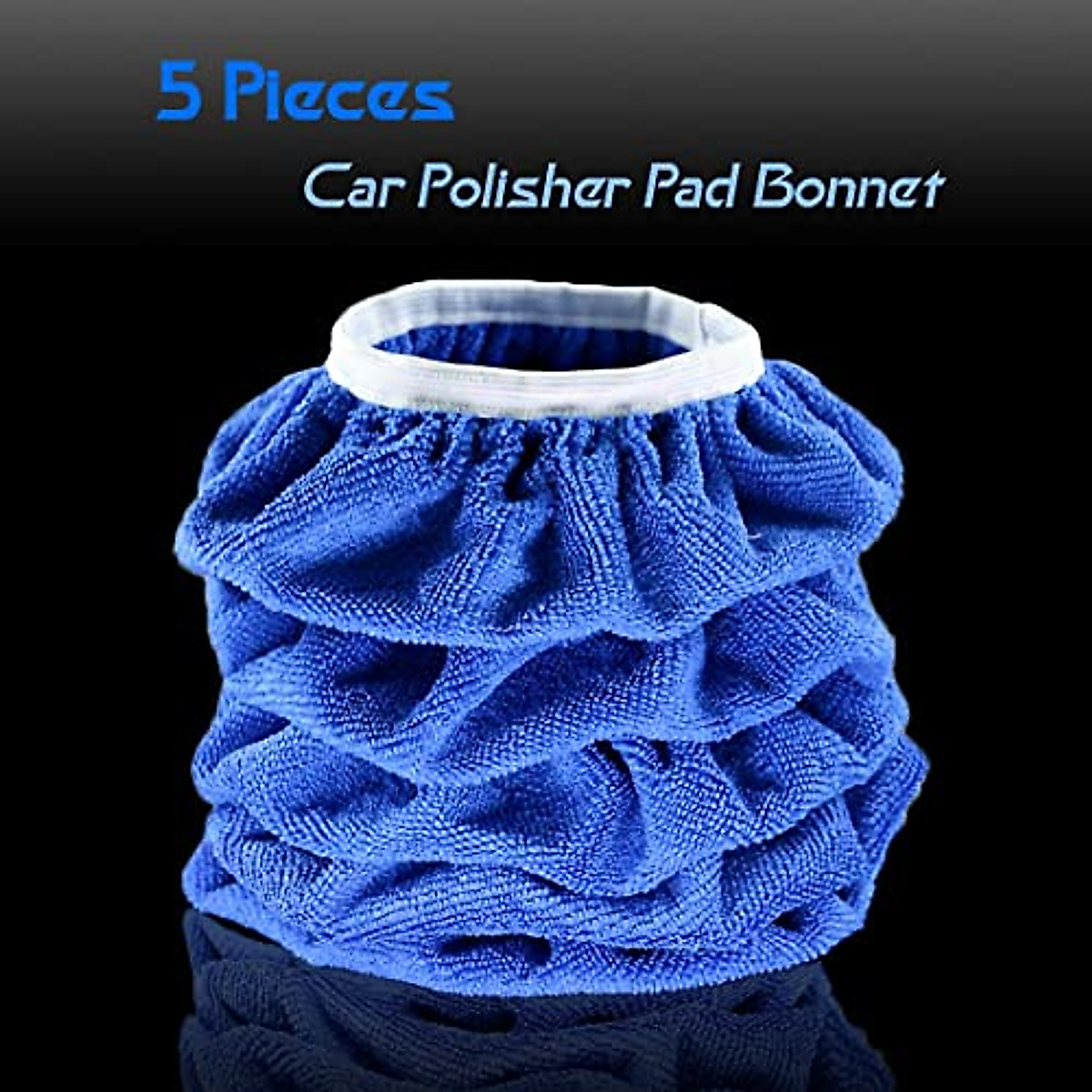 Glarks 5Pcs 9-10 Inch Car Polisher Pad Bonnet Soft Microfiber Polishing Bonnet Buffing Pad Cover for 9" and 10" Car Polisher