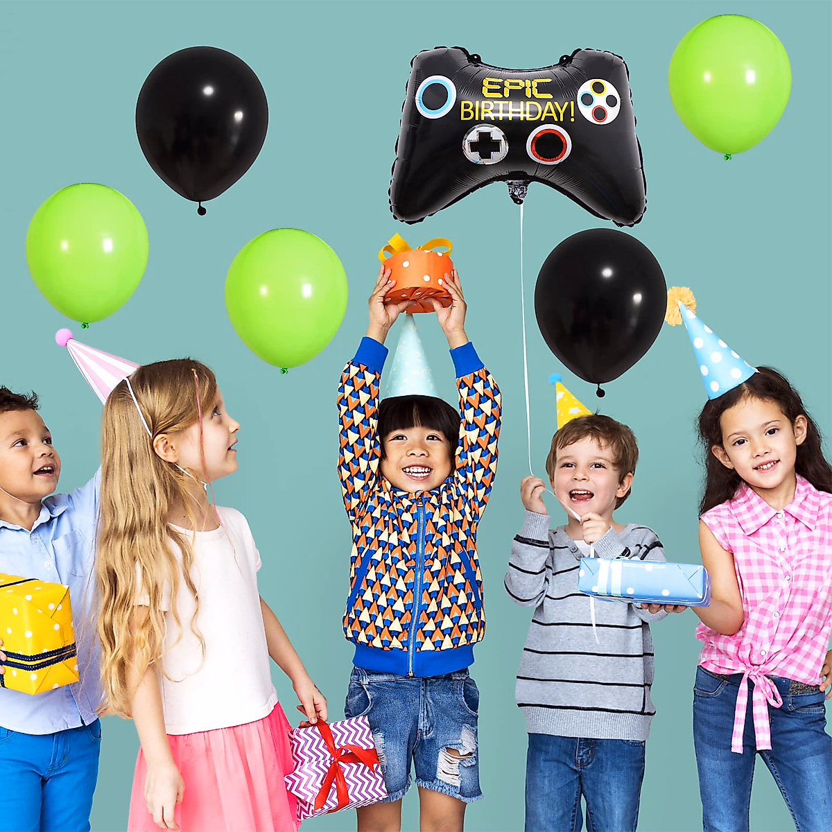 107 pcs Game On Balloons Arch Garland Party Decoration Black Green Video Game Party Supplies for Level Favor Theme Birthday Party Decorations