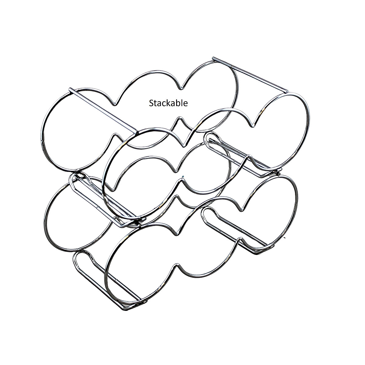 Stackable Table Top Wine Rack Bottle Holder (Silver)