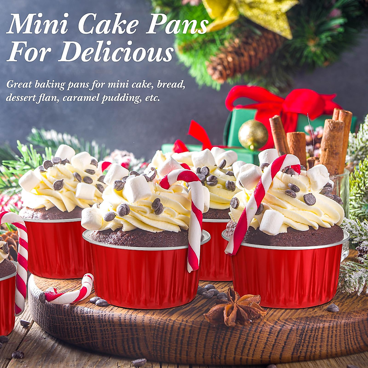 Gejoy 400 Pcs Disposable Ramekins 5 oz Aluminum Foil Baking Cups with Lids Mini Creme Brulee Cupcake Liners Muffin Pans Flan Mold Dessert Tin Container for Wedding Birthday Party(Red)