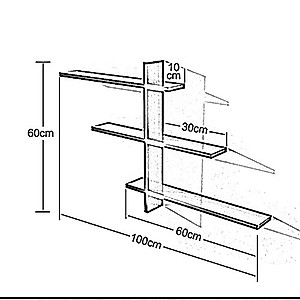 PIBM Stylish Simplicity Shelf Wall Mounted Floating Rack Wooden Background Wall Solid Wood Shelves Storage Living Room 3 Layers,100X60Cm,7Colors Avaliable, Black