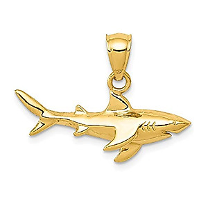 IceCarats 14K Yellow Gold Shark Necklace Charm Pendant 32mm x 24mm Only