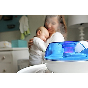 Crane Personal Ultrasonic Cool Mist Humidifier, for Home Bedroom Hotels Travel and Office, 0.2 Gallon, Filter Free, Blue and White