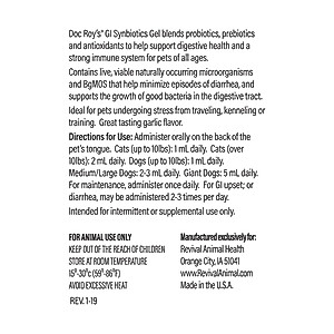 Doc Roy's GI Synbiotics- Probiotic & Prebiotic Supplement Gel - for Dogs and Cats- 30 ml Gel