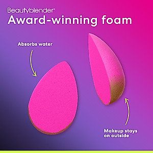beautyblender Original & Pro Beautyblender Makeup Sponge for blending foundations, powders and creams+ Liquid Blendercleanser 3oz Set, vegan, cruelty free