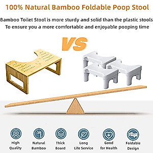 HISSEN MILE Bamboo Toilet Stool, 7Inch, Foldable, Potty Stool for Adults, Comfortable and Durable