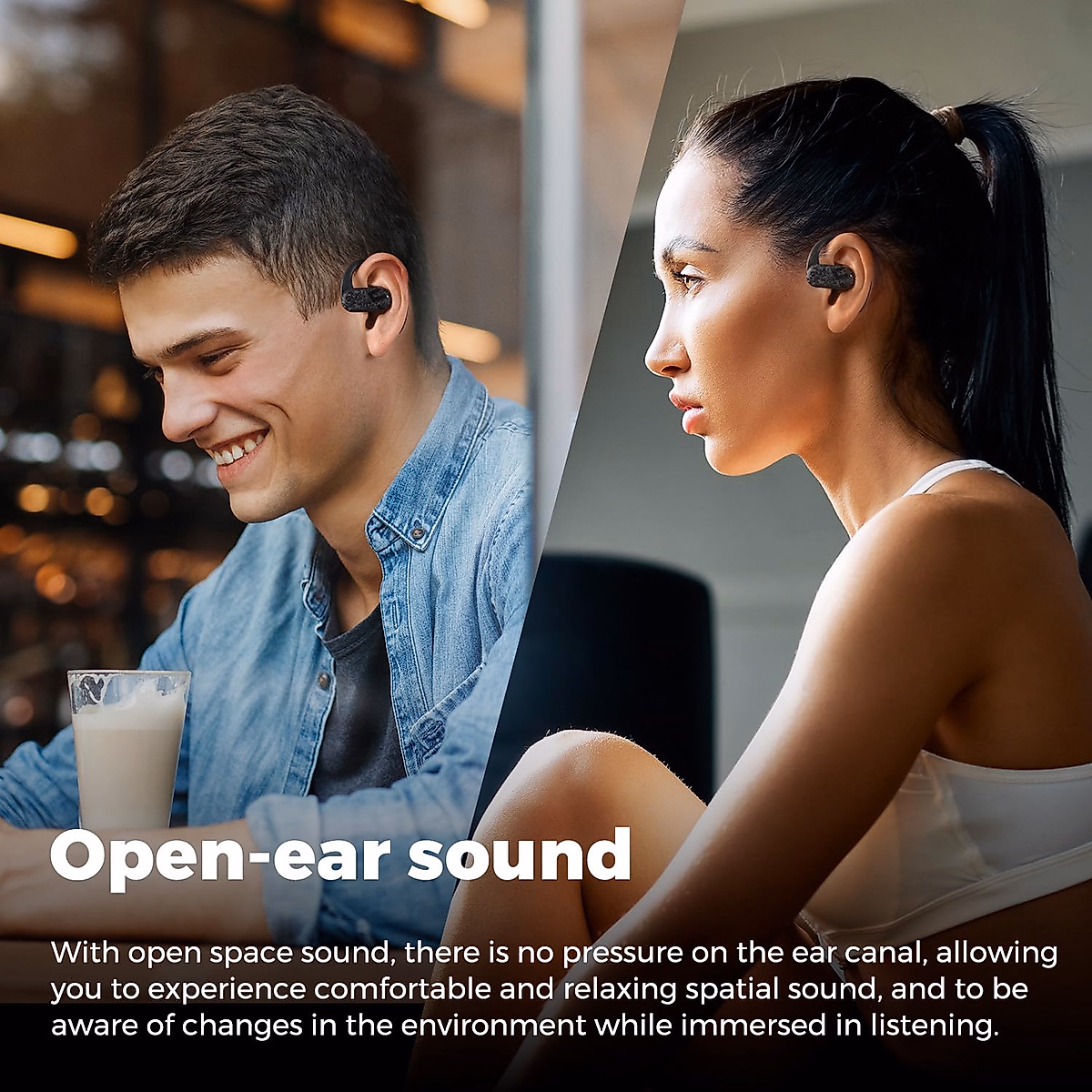 SoundPEATS Breezy Open Ear Headphones, 40Hrs Playtime, 90° Adjustable Wireless Earbuds, Bluetooth 5.4 Earphones, 12mm Drivers, 4 Mics with AI Call Noise Cancellation