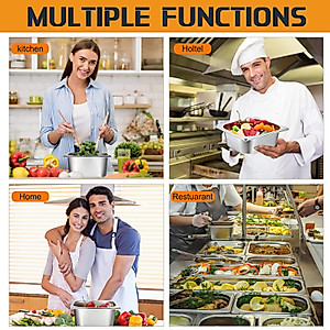 Ziliny 12 Pack Stainless Steel Hotel Pans with Lid 1/6 Size Steam Table Pan Anti Clogging Steamer Pan Restaurant Pans for Buffet Serving Commercial Catering Party, 2.5'' 4'' 6'' Deep, 6.9 x 6.5 Inch