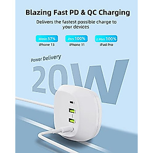 USB C Charging Station,2 USB-C(20W) Ports & 2 QC3.0 Ports USB Charging Hub Charger for iPhone 14 Series/13/13 Mini/13pro Max/12/12 Mini/12Pro/12 Pro Max/11/11 Pro iPad AirPod,Smart Phone,Multi Devices