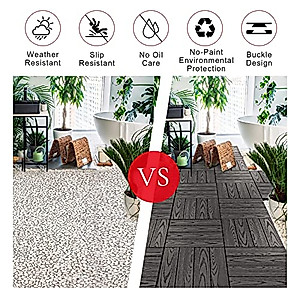 VANCASTLE 9PCS Wood Plastic Composite Interlocking Deck Tiles 11.8"x11.8", Patio Flooring Outdoor Waterproof All Weather Use, Wood Flooring for Patio Garden Poolside Front/Back Yard, Dark Grey