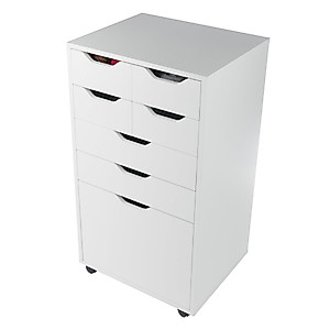 Winsome Halifax Bins & Drawers Multi-Storage Tall Mobile Cabinet, White