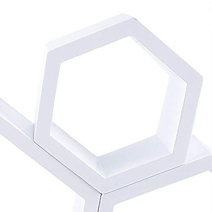 YIYIBYUS Floating Shelves, 3 Pack Wall-Mounted Wooden Storage White Floating Wall Shelves Display Storage Shelf Wall Wood Hexagon Shape Home Decor Hexagon Wooden Wall Shelf Set