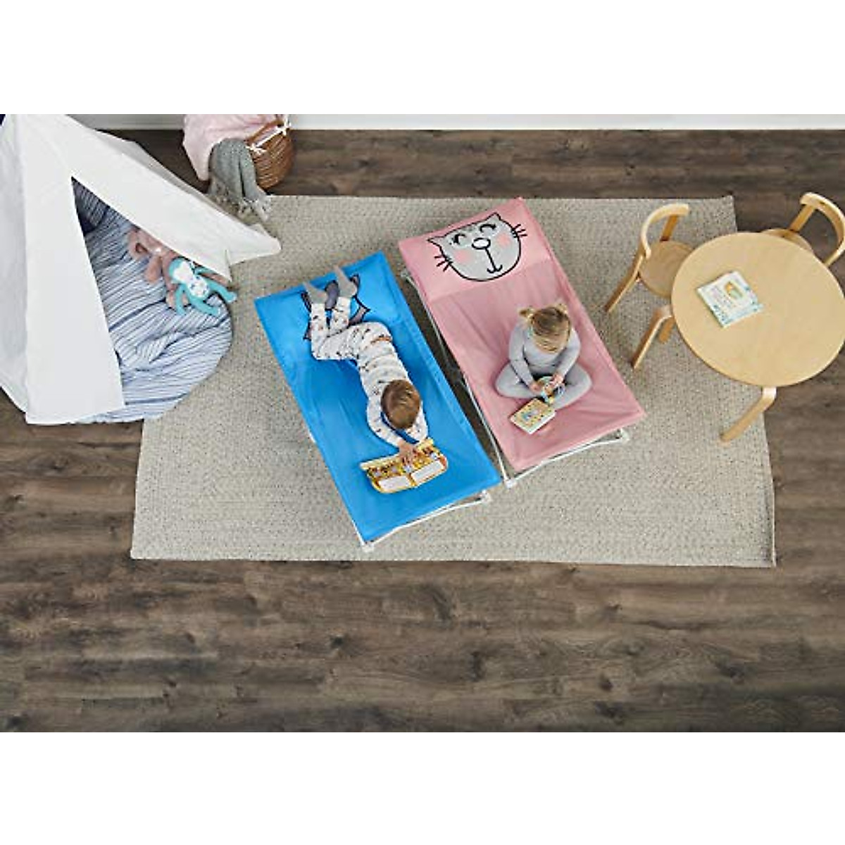 Regalo My Cot Pals Small Single Portable Toddler Bed , Raccoon, Blue , 48x24.5x9 Inch (Pack of 1)