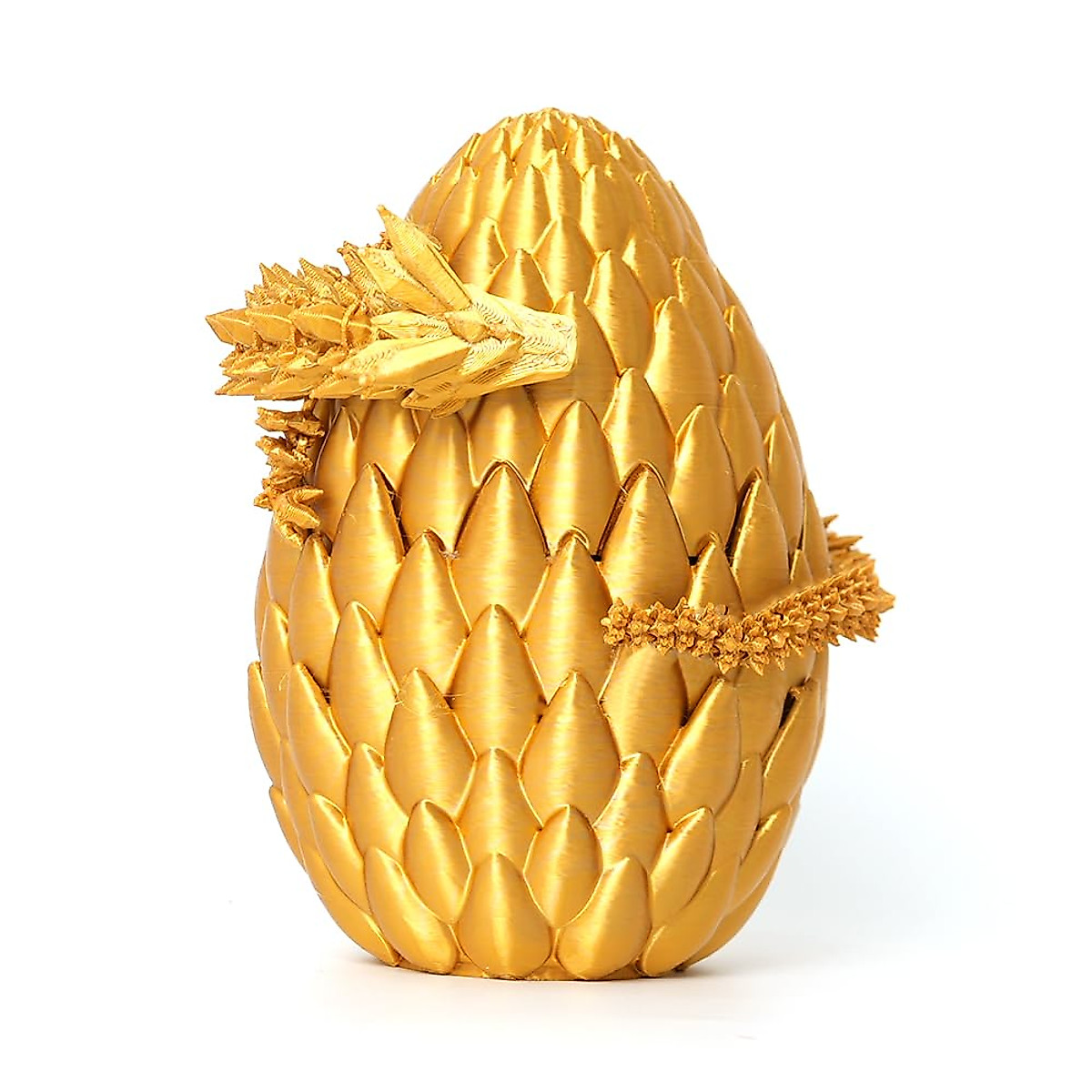 Flavery 3D Printed Easter Dragon Egg- Gold - Surprise Basket Essentials with 12" Flexible Crystal Dragon Inside, Easter Basket Stuffers, 3D Printed Gift Toy, Desk Executive Pet, Figurine Decor