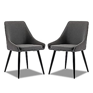 DYCHIL Dining Chairs Dark Grey Living Room Chairs Fabric Upholstered Kitchen Chairs,Loads Up to 270lbs,Quick Assembly,Ergonomics Dining Room Chairs