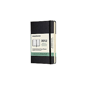 Moleskine Classic 18 Month 2021-2022 Weekly Planner, Hard Cover, Pocket (3.5" x 5.5"), Black