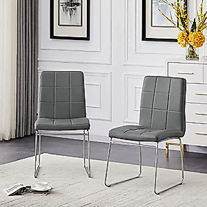 Dining Chairs - Set of 8 Pieces,Dinner Chairs Metal Legs Comfortable Dining Room Chairs, Comfy Dinning Chair, Faux Leather White Chairs for Dining Room Modern Meeting Chairs with Padded Back and Seat
