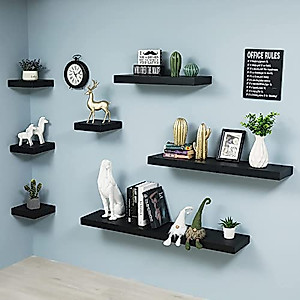 WELLAND 48 inch Black Miassion Floating Shelves for Wall, Bathroom Wall Mount Shelves, Wood Modern Display Shelves, Book Shelves,for Bedroom,Living Room and Kitchen