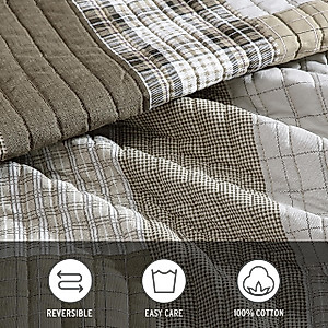 Eddie Bauer - Queen Quilt Set, Cotton Reversible Bedding with Matching Shams, Home Decor for All Seasons (Fairview Sand, Queen)