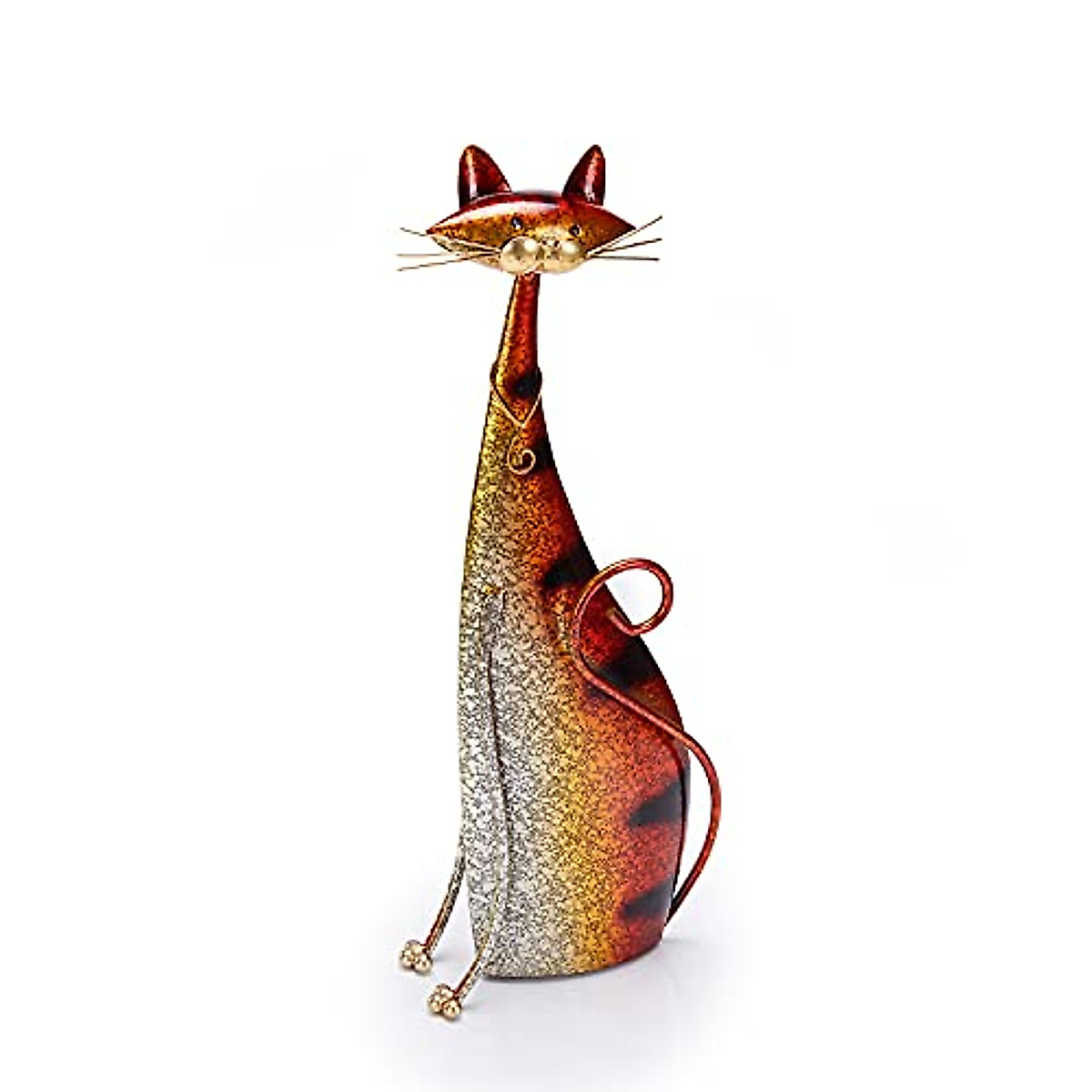 Aayla 16.15" H Metal Brown Cat Statue Sitting Adorable Cat Figurine Gift for Cat Lovers for Home Kitchen Decoration