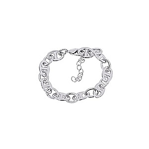 Amazon Essentials Rhodium Plated Mariner Link Bracelet, Silver