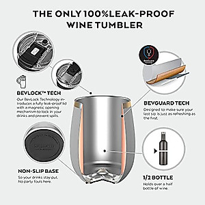 BrüMate Uncork'd XL 14oz Insulated Wine Glass Tumbler With 100% Leak-Proof Lid - Made With Vacuum Insulated Stainless Steel (Glitter Mermaid)