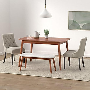 CHITA Farmhouse Tufted Dining Chairs, Modern Upholstered Chairs, Fabric High Back Dining Room Chairs Set of 2,Flax Beige