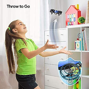 TOMZON A24 Mini Drone for Kids with Battle Mode, Kids Drone with Throw to Go, High Speeds Rotation, Self Spin & 3D Flip, RC Quadcopter with Altitude Hold, Headless Mode, 3 Batteries, Blue