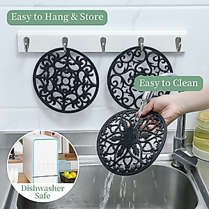 Kalsreui Teal Trivets for Hot Dishes, Silicone Hot Pads for Kitchen, Silicone Trivets for Hot Pots and Pans, Countertop and Tabletop Trivet Mat, Multi Use Round Silicone Pot Holders Set of 3