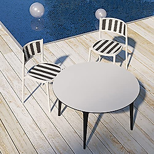 STARWAY Outdoor Patio Dining Chairs Kitchen Chair Set of 4, Plastic Chairs, Modern Armless Slot-Back Dining Chair, Premium Plastic Kitchen and Dining Room Plastic Chair, Set of 4-(Black+White)