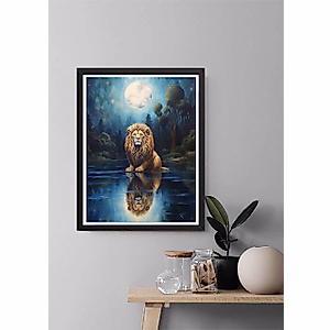 Diymood Paint by Numbers for Adults Lion, DIY Oil Painting Moon Acrylic Paint by Number Kits for Kids Adults Beginner for Home Wall Decor 16x20 inch