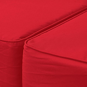 MCombo Outdoor Patio Black Wicker Furniture Sectional Set Resin Rattan Chair Conversation Sofas with Cushion Covers 6085-1008 (Red)