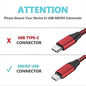 TPLTECH Charger Cord for Xbox One Controller Nylon-Braided Controller USB Cable Durable Android Micro USB 2.0 Cable Compatible with Xbox One Controller Charger Cord 2Pack 10FT