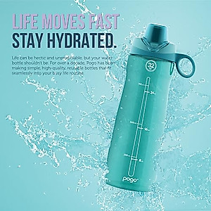 Pogo BPA-Free Tritan Plastic Water Bottle with Soft Straw Lid, 18 Oz, Grey